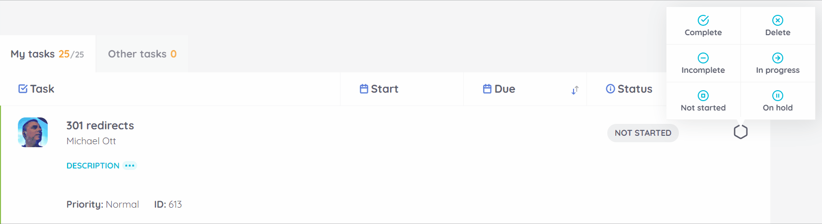 How to change the status of a task - Rocket Apps